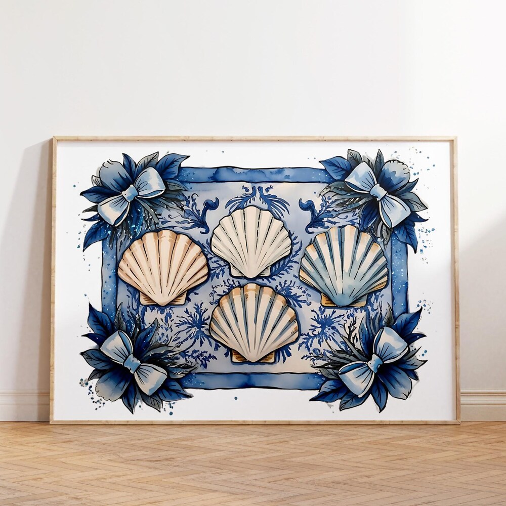 DOPAPRINT Seashell Print, Coastal Cowgirl Poster, Blue Vintage Coastal ...