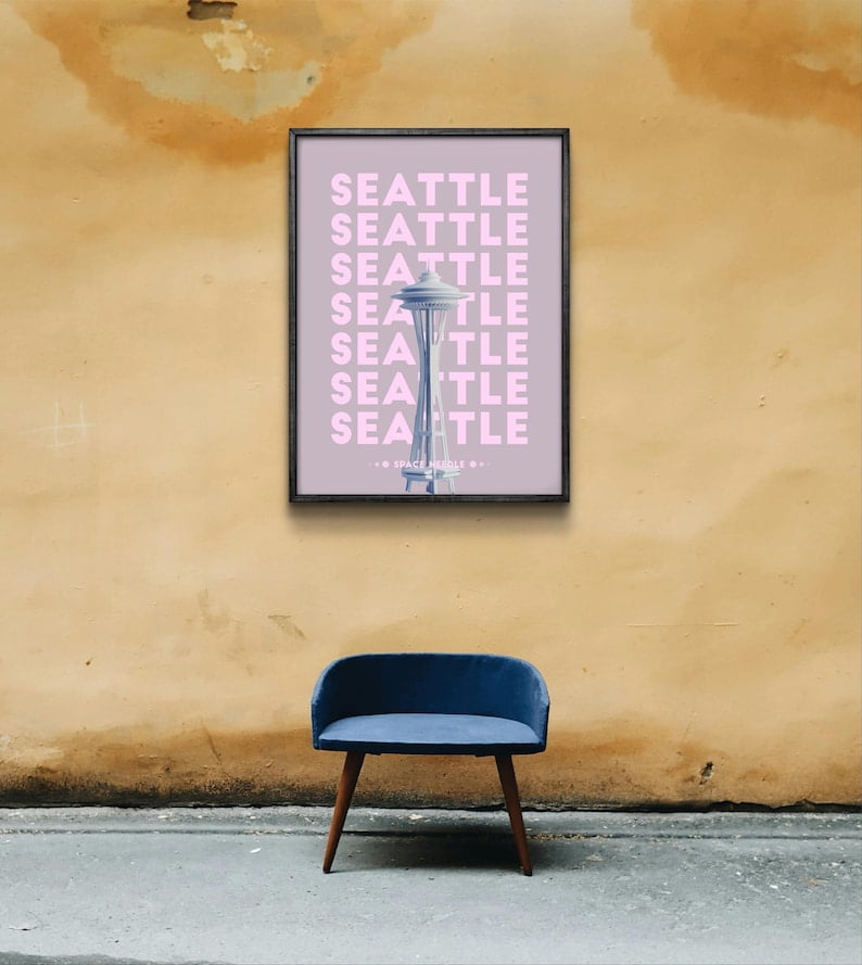 DOPAPRINT Seattle Poster, Space Needle, Modern Art Print, Downloadable ...