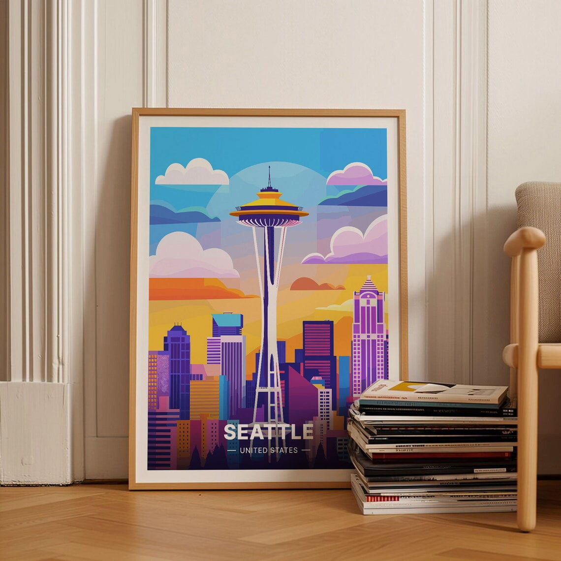 DOPAPRINT Seattle Skyline Poster, Travel Wall Art, Usa Cityscape, Home ...