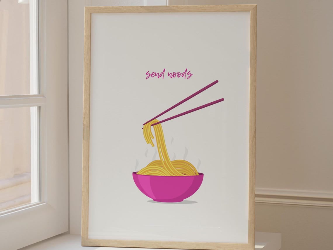 DOPAPRINT Send Noods Print Pink Noodles Print Kitchen Decor Girlfriend ...