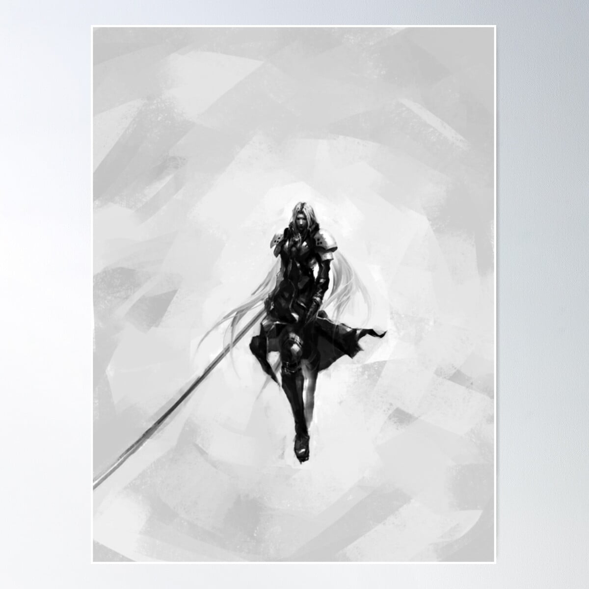 DOPAPRINT Sephiroth - Final Fantasy Vii - Black & White - Abstract Poster Wall Art, Modern Wall ...