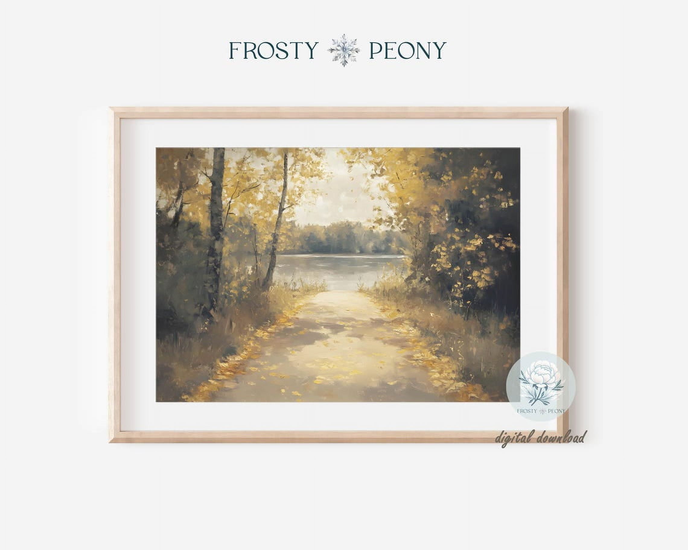 DOPAPRINT Serene Autumn Forest Path Art Print, Minimalist Autumn ...