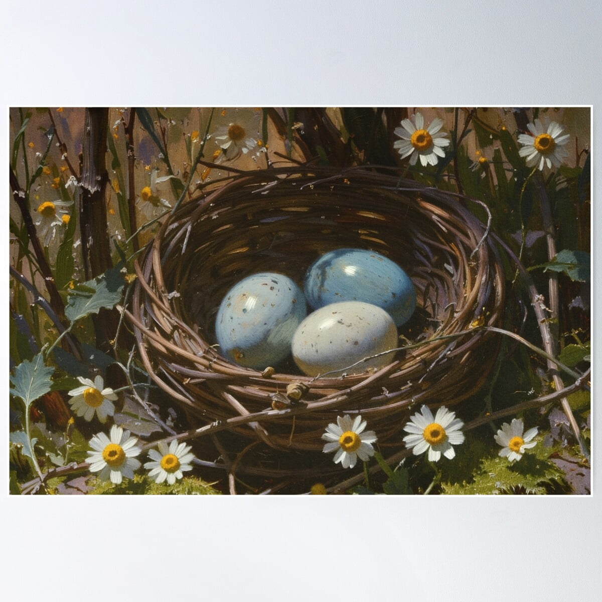 DOPAPRINT Serenity In The Thicket: A Bird'S Nest Among Wild Daisies ...