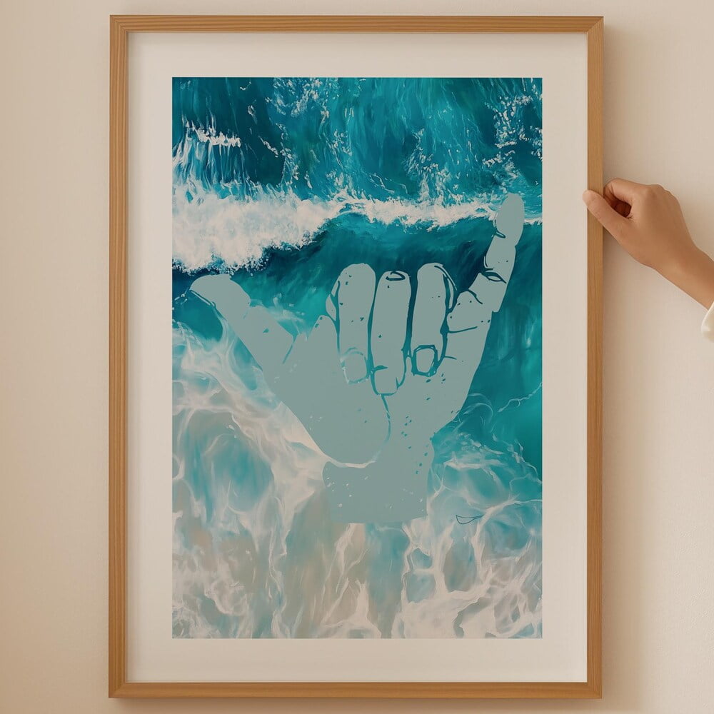 DOPAPRINT Shaka Handshake Surf Poster- Trendy ocean Print for beach ...
