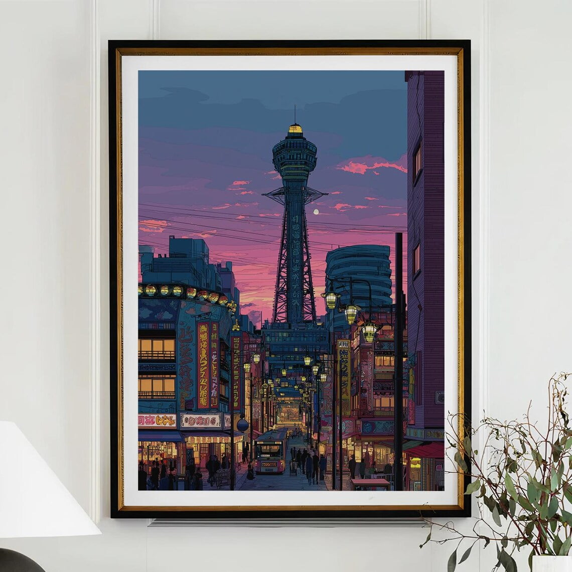 DOPAPRINT Shinsekai Osaka Cityscape Japan Landscape Painting Vacation ...