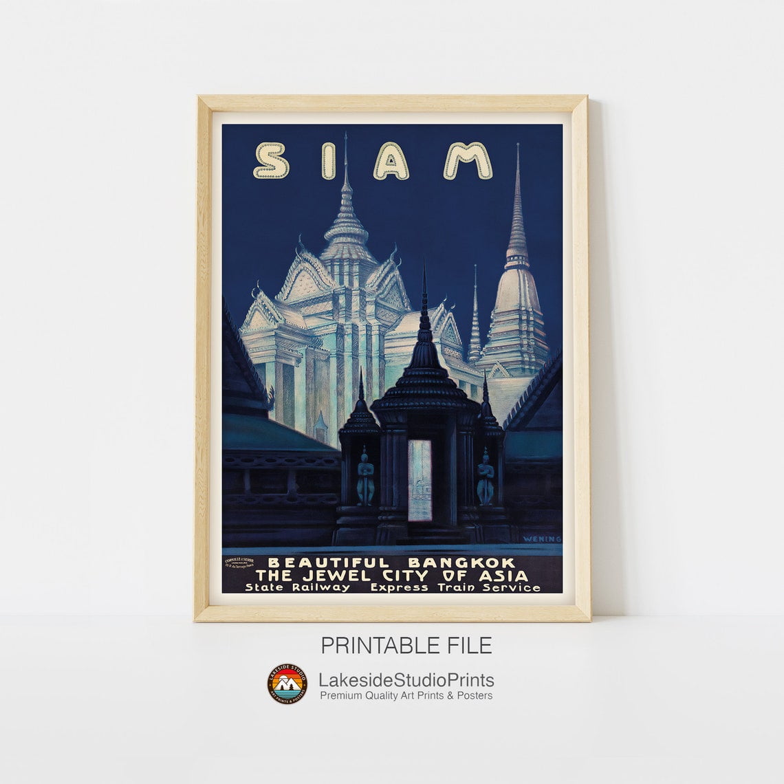 DOPAPRINT Siam Beautiful Bangkok Retro Travel Poster Instant Download ...