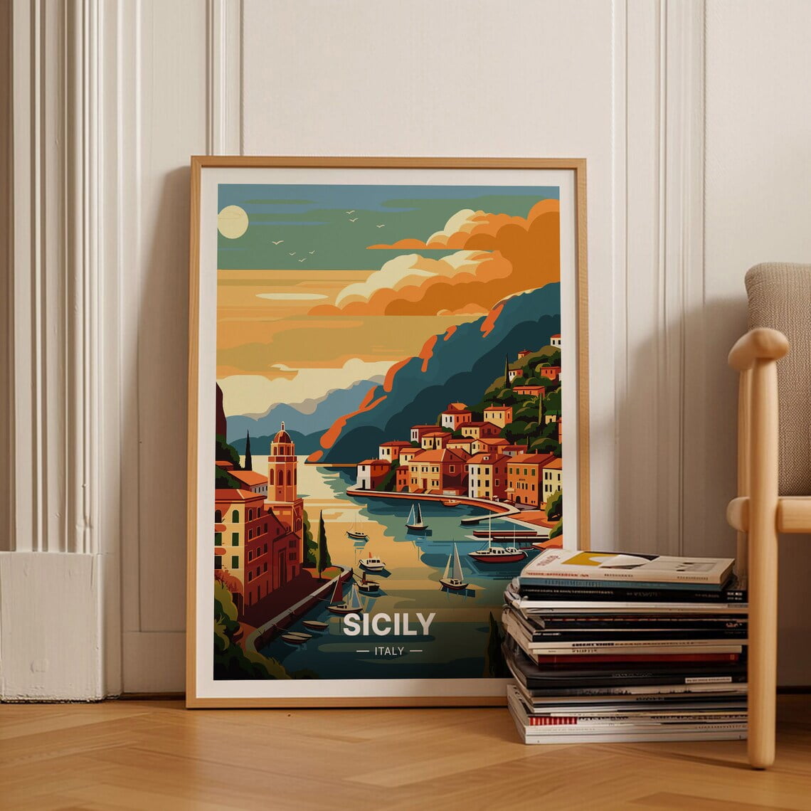 DOPAPRINT Sicily Travel Poster, Italy Landscape Art, Home Decor Wall ...