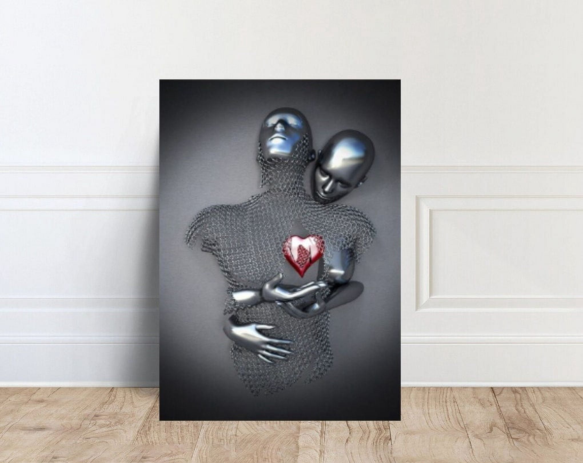 DOPAPRINT Silver Red Heart Effect Love Metallic , Home Decor, Wall Art ...