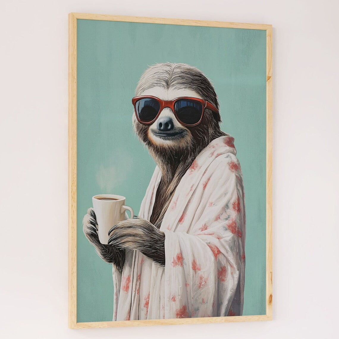 DOPAPRINT Sloth With Coffee Poster Funny Kitchen Wall Decor Funny Sloth ...