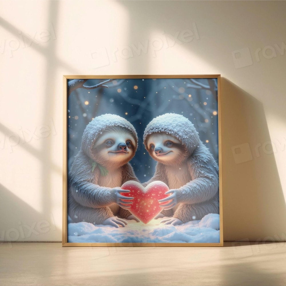 DOPAPRINT Sloth Couple Wall Art - Romantic Print For Couples, Couples Anniversary Art Gift ...