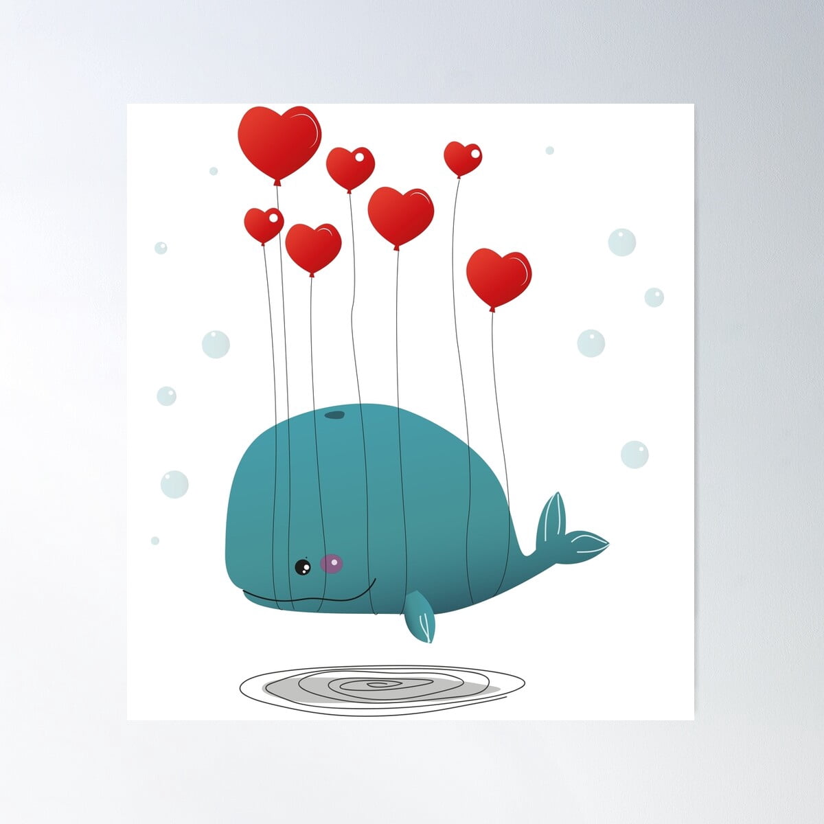 DOPAPRINT Smiling Whale With Heart, Cute Whale With Heart-Shaped ...