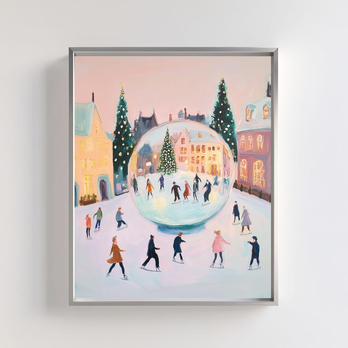 DOPAPRINT Snow Globe Art, Ice Skating Holiday Scene In Winter ...