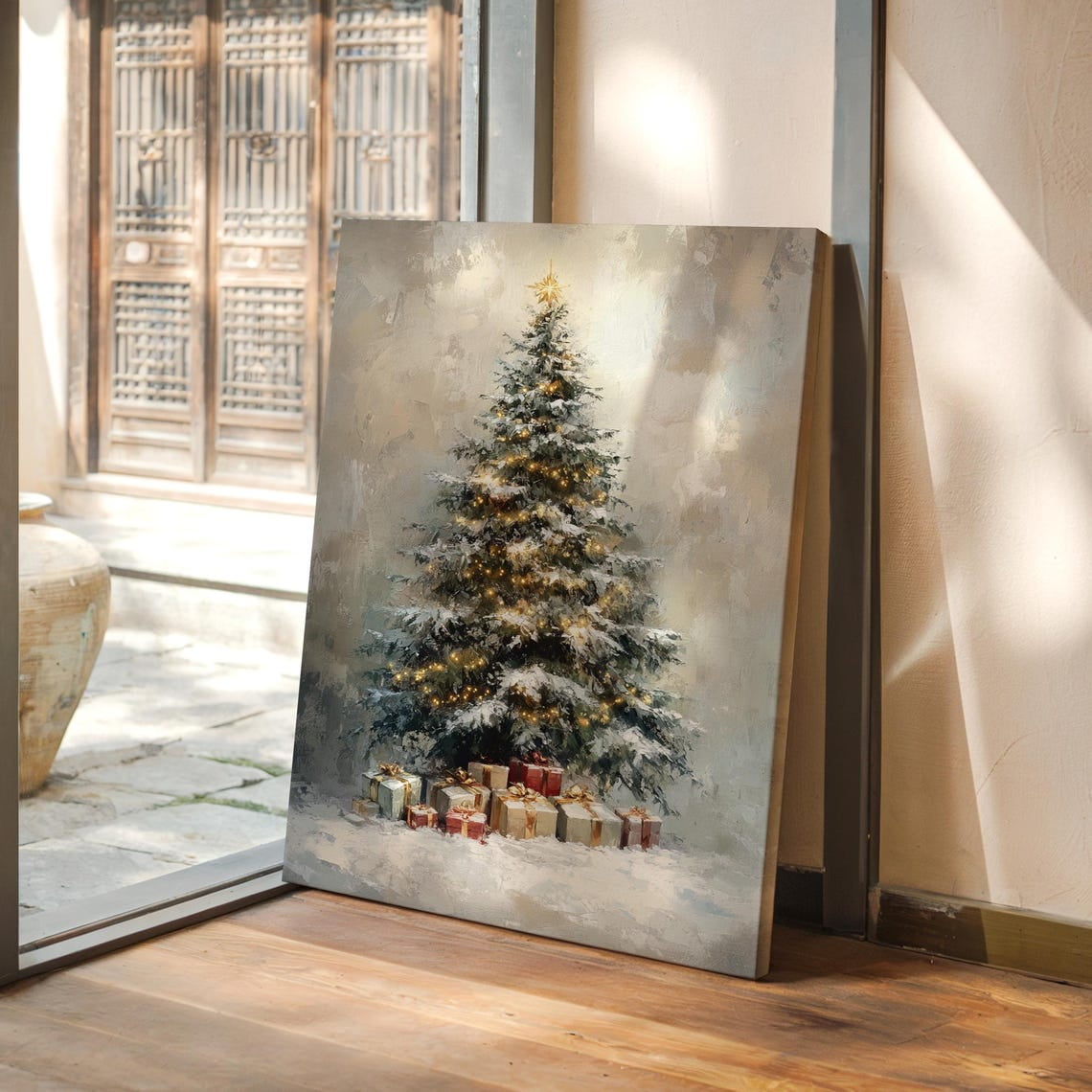 DOPAPRINT Snowy Tree Art Print, Elegant Holiday Wall Decor, Winter ...
