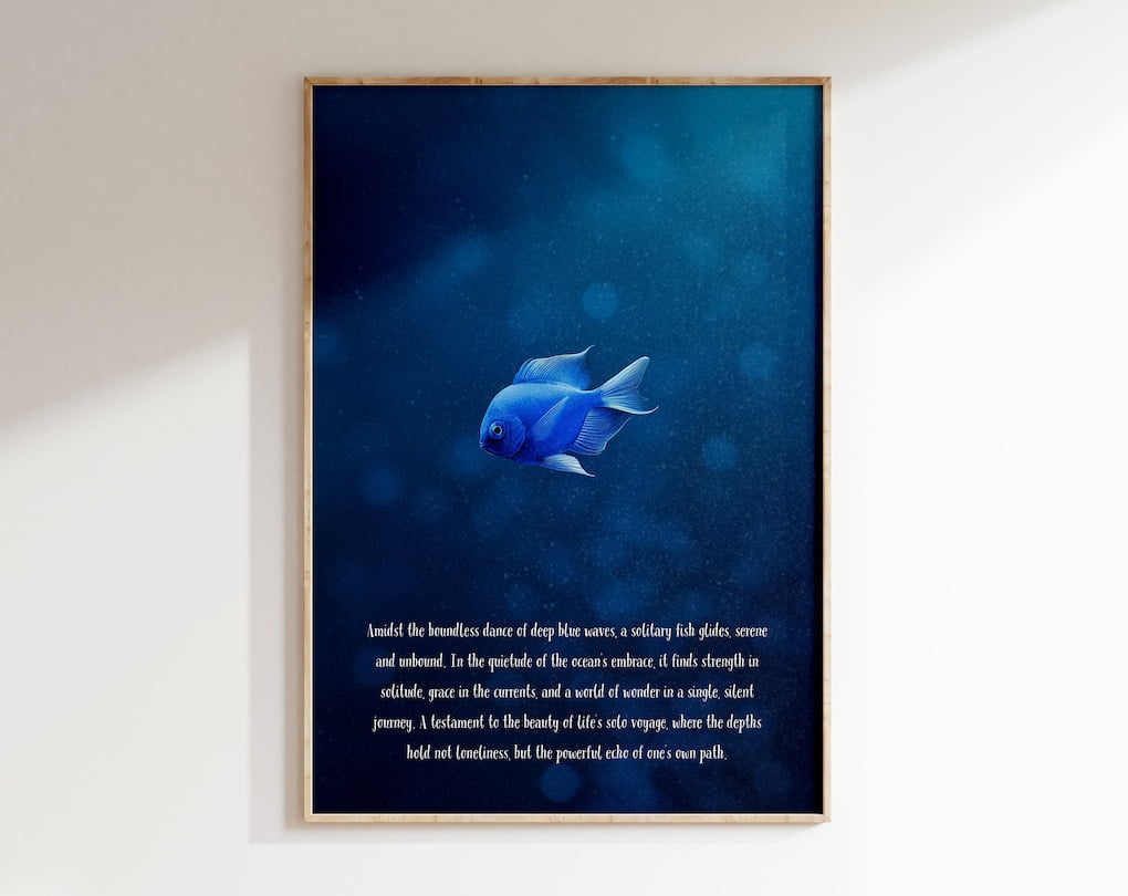 DOPAPRINT Solo Blue Depths Fish Poster, Beach House Decor, Calming ...