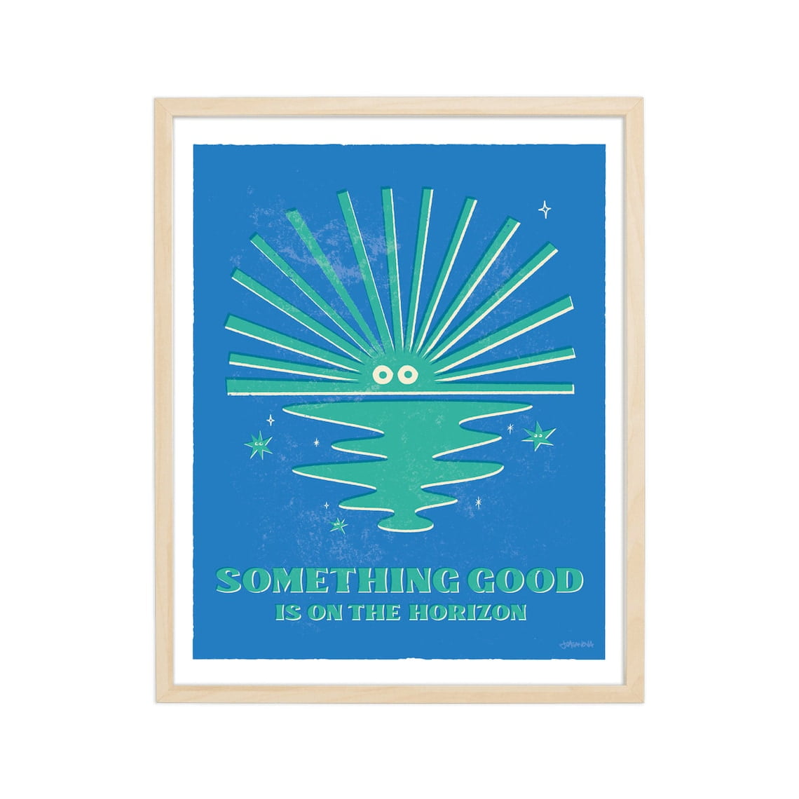 DOPAPRINT Something Good Is On The Horizon, Aqua Blue, Retro Art Print ...
