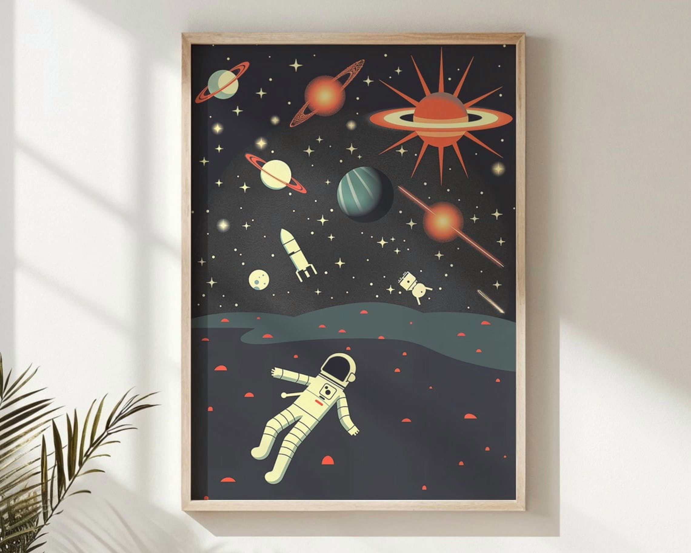 DOPAPRINT Space Adventure Nursery Wall Art, Kids Astronaut Poster ...