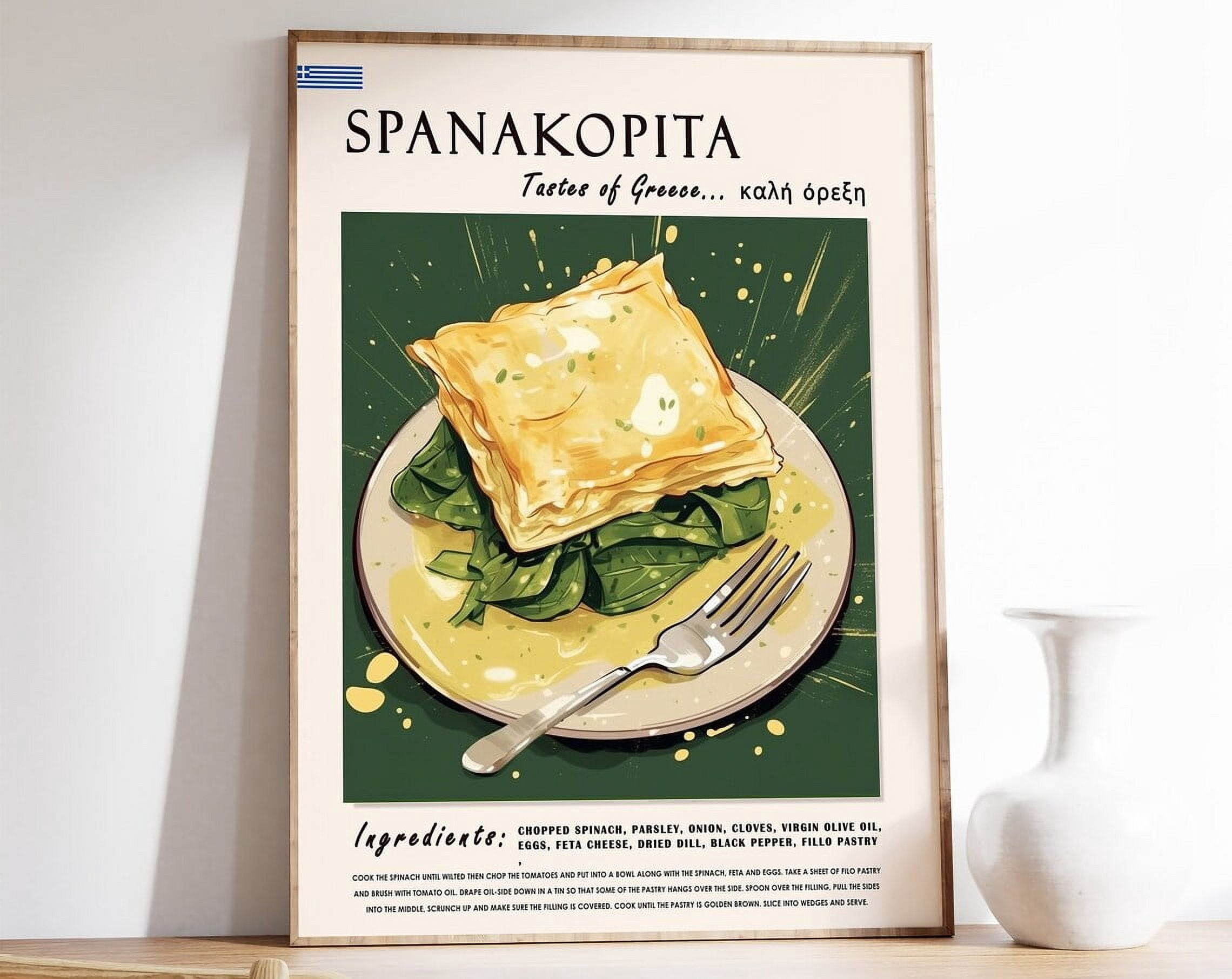 DOPAPRINT Spanakopita Food Poster, Greek Food Print, Kitchen Decor ...