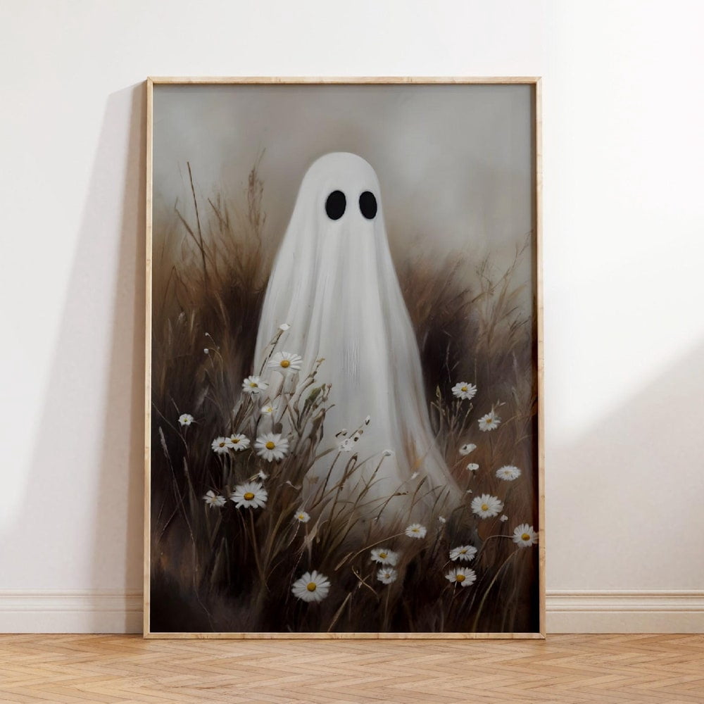 DOPAPRINT Spooky Wildflower Wall Art Floral Ghost Print Boho Halloween ...