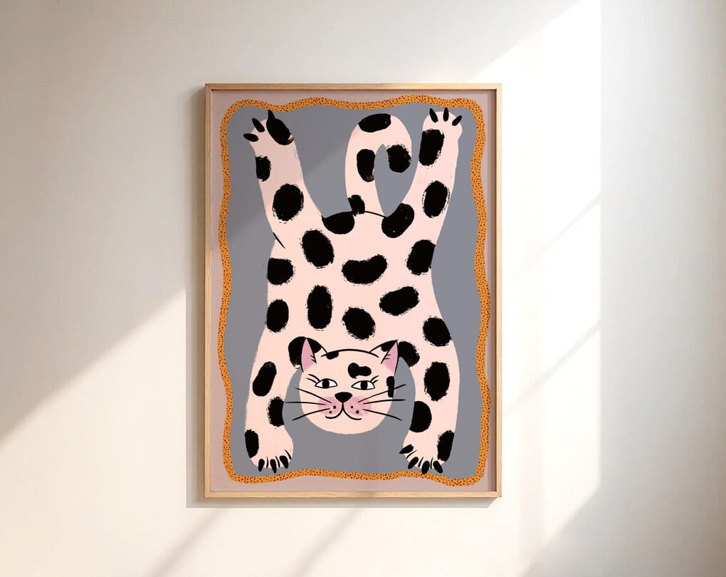 DOPAPRINT Spotted Cat Wall Art Printable Leo.pard Style Poster Playful ...