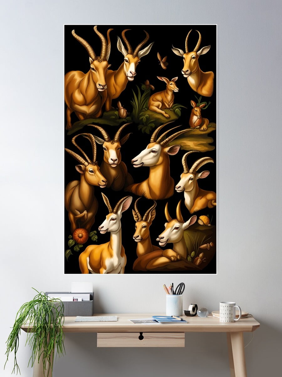 DOPAPRINT Springboks Family Luxurious Vintage Unique Ancient Animals ...