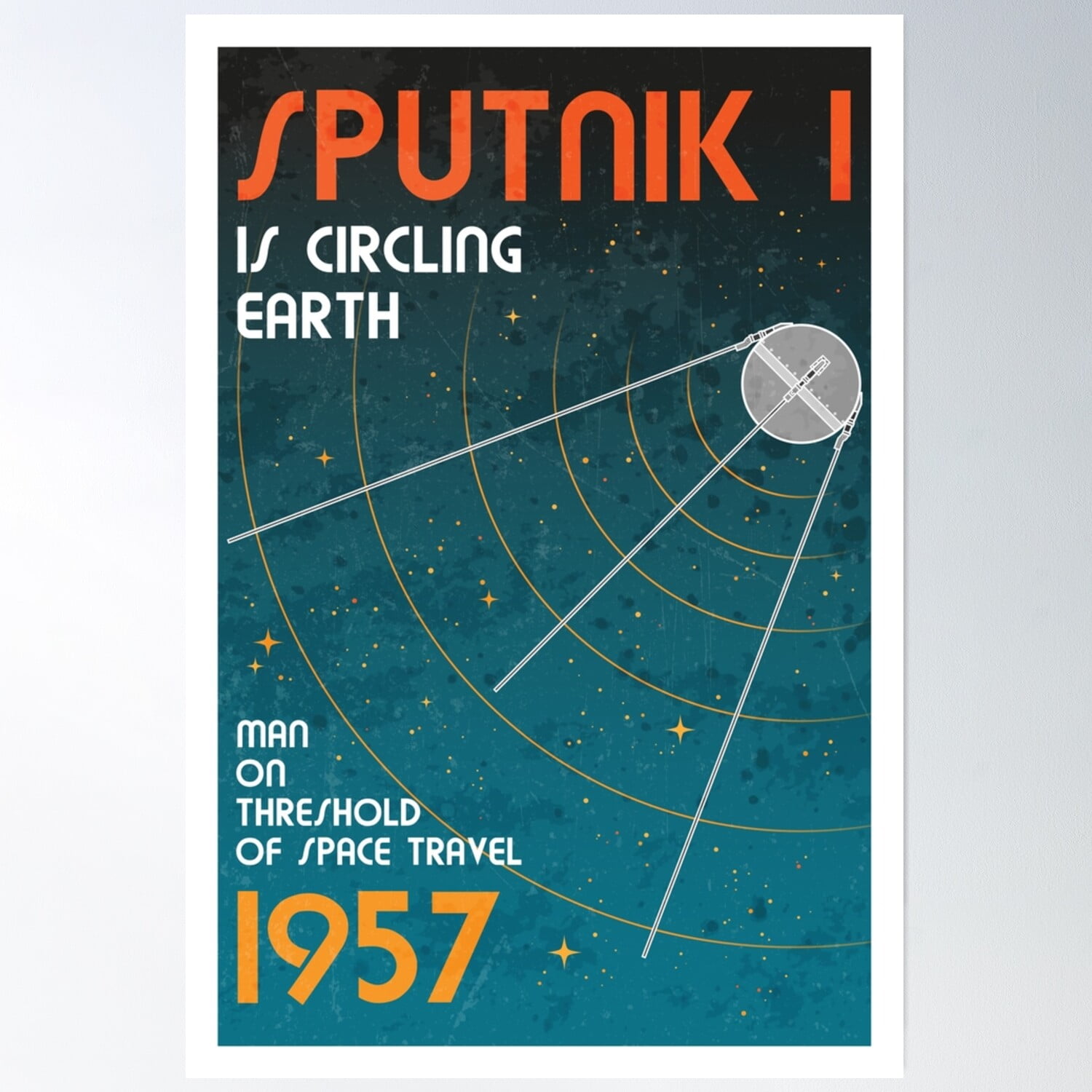 DOPAPRINT Sputnik Is Circling Earth. Retro (English Version) Poster ...