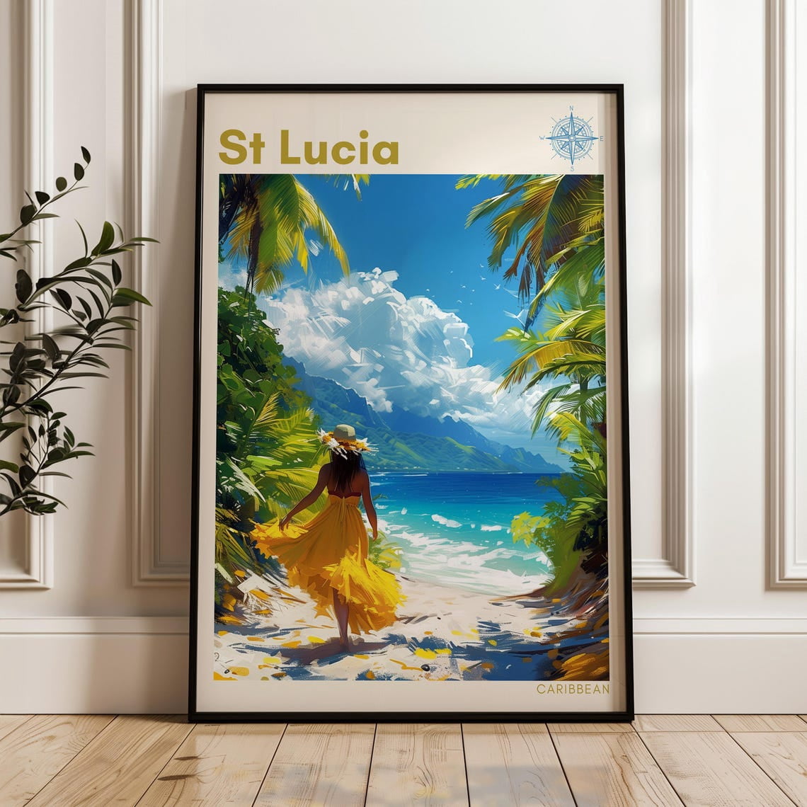 DOPAPRINT St Lucia Travel Poster, Caribbean Wall Art Print ...