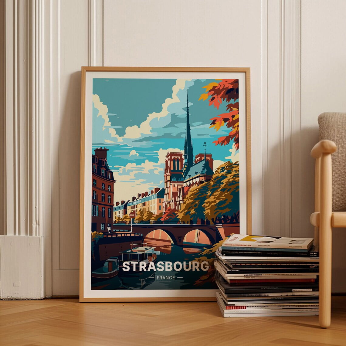 DOPAPRINT Strasbourg Travel Poster, France Cityscape Wall Art, European ...