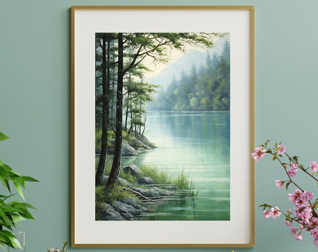 DOPAPRINT Summer Lake Art Print Peaceful Water Landscape Artwork Calm ...