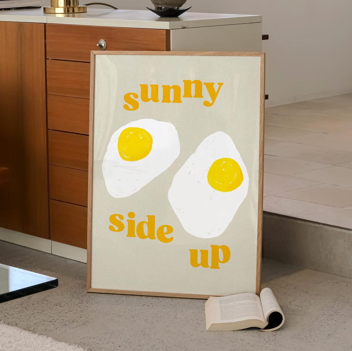 DOPAPRINT Sunny Side Up Poster, Egg Wall Art, Food Kitchen Art, Fried ...