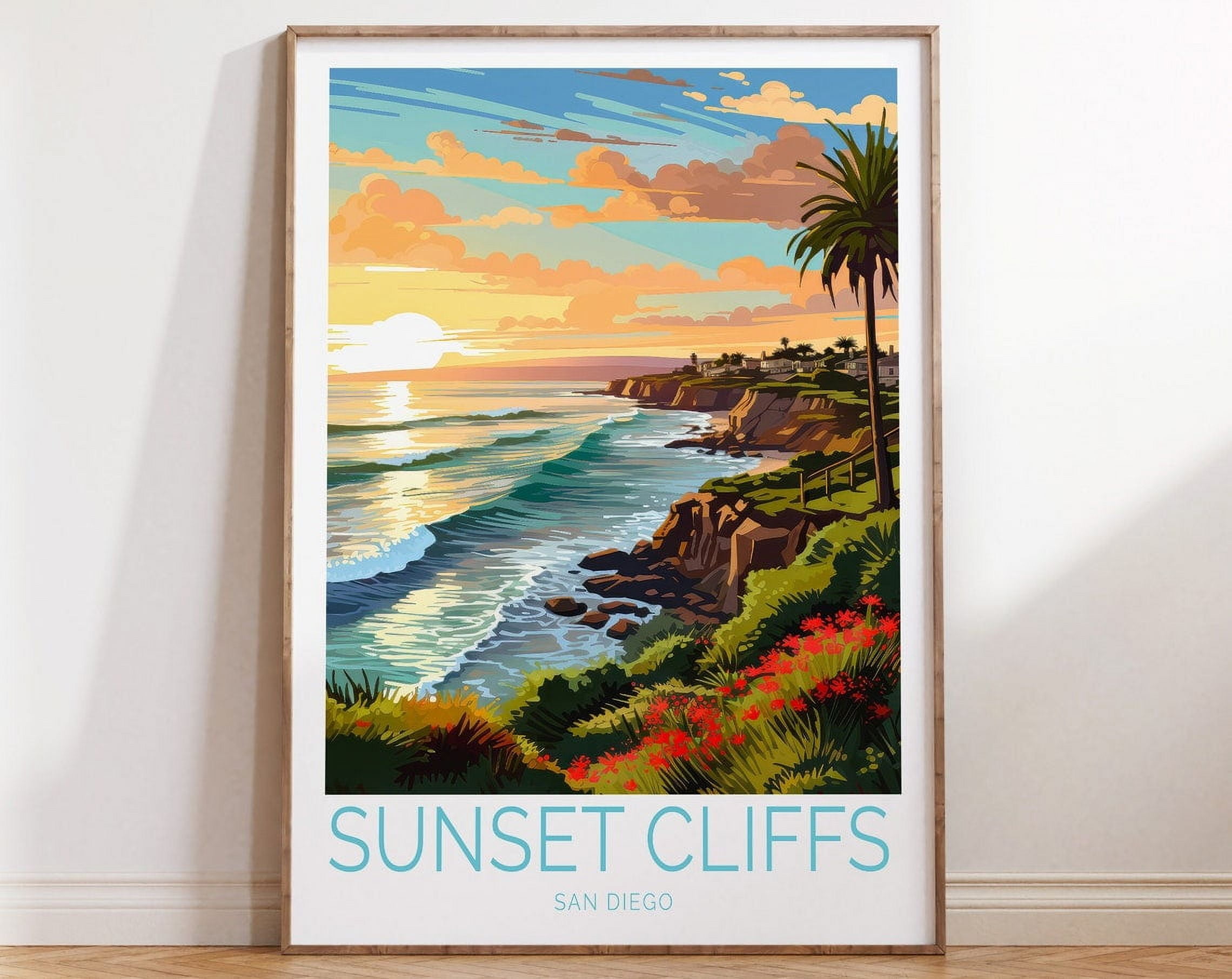 DOPAPRINT Sunset Cliffs San Diego California Coastal Travel Poster ...