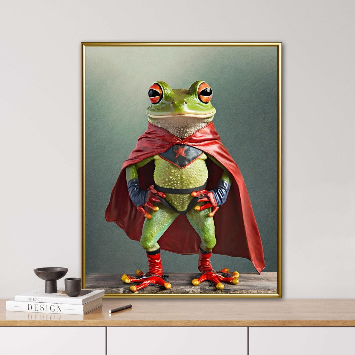 DOPAPRINT Superhero Frog, Ai Generated, Digital Animal Portrait, Digi ...