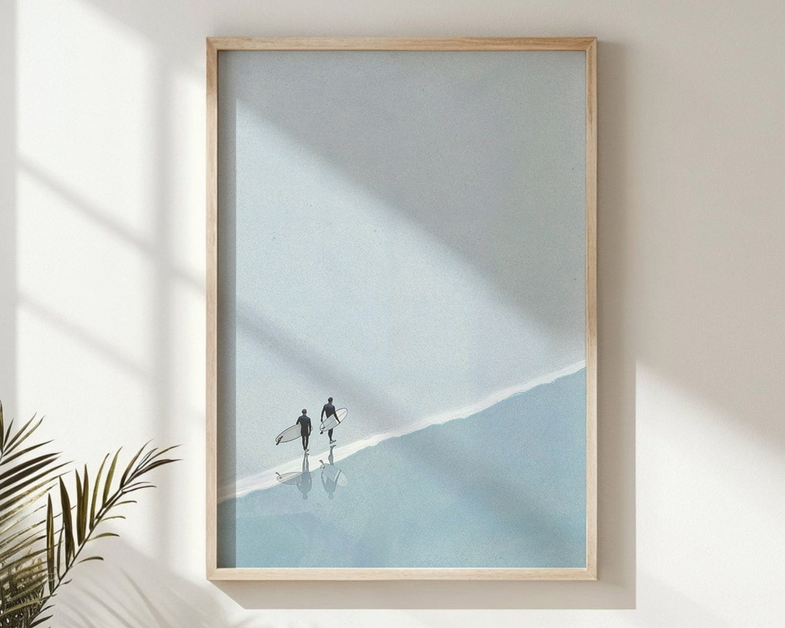 DOPAPRINT Surfer Duo Beach Print, Nursery Wall Art, Coastal Kids Room ...