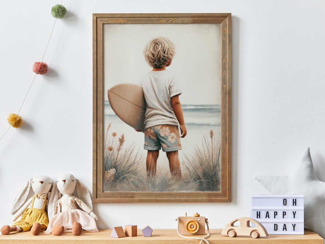 DOPAPRINT Surfing Nursery Decor Boy, Surfer Boy Print, Beach Boys Room ...