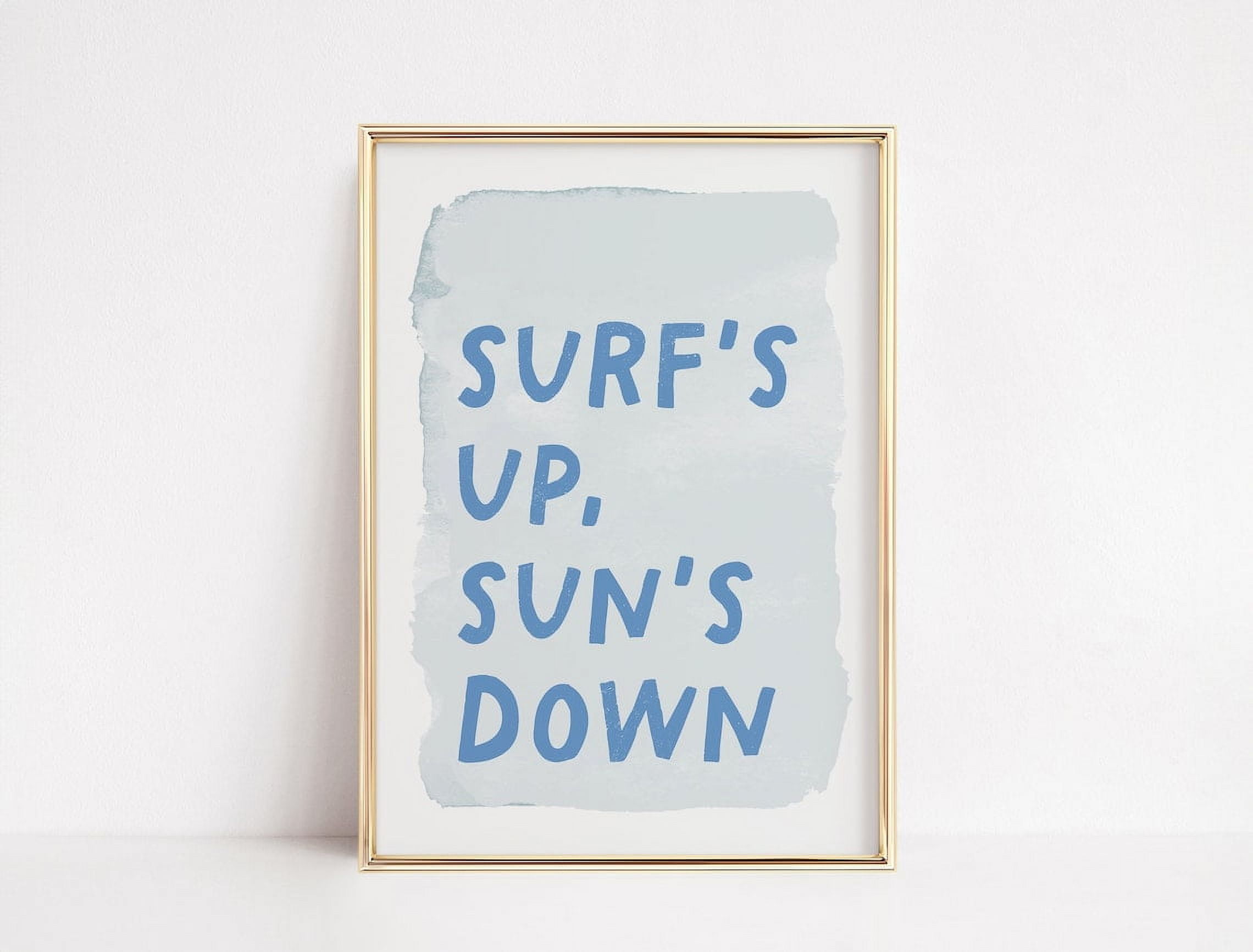 DOPAPRINT Surfing Surfers Trendy Wall Art, Coastal Blue Typography ...