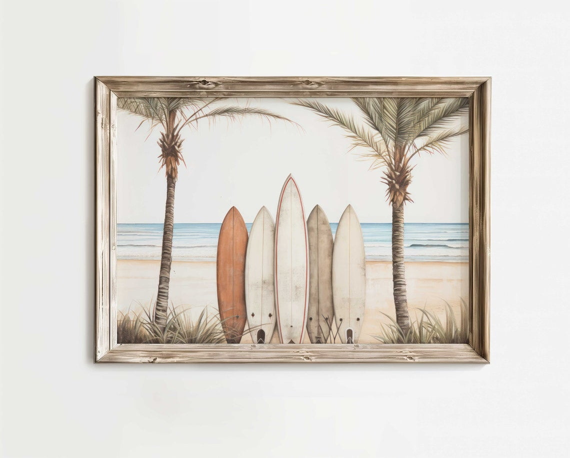 DOPAPRINT Surfing Wall Art, Surfboard Print, Tropical Beach Painting ...