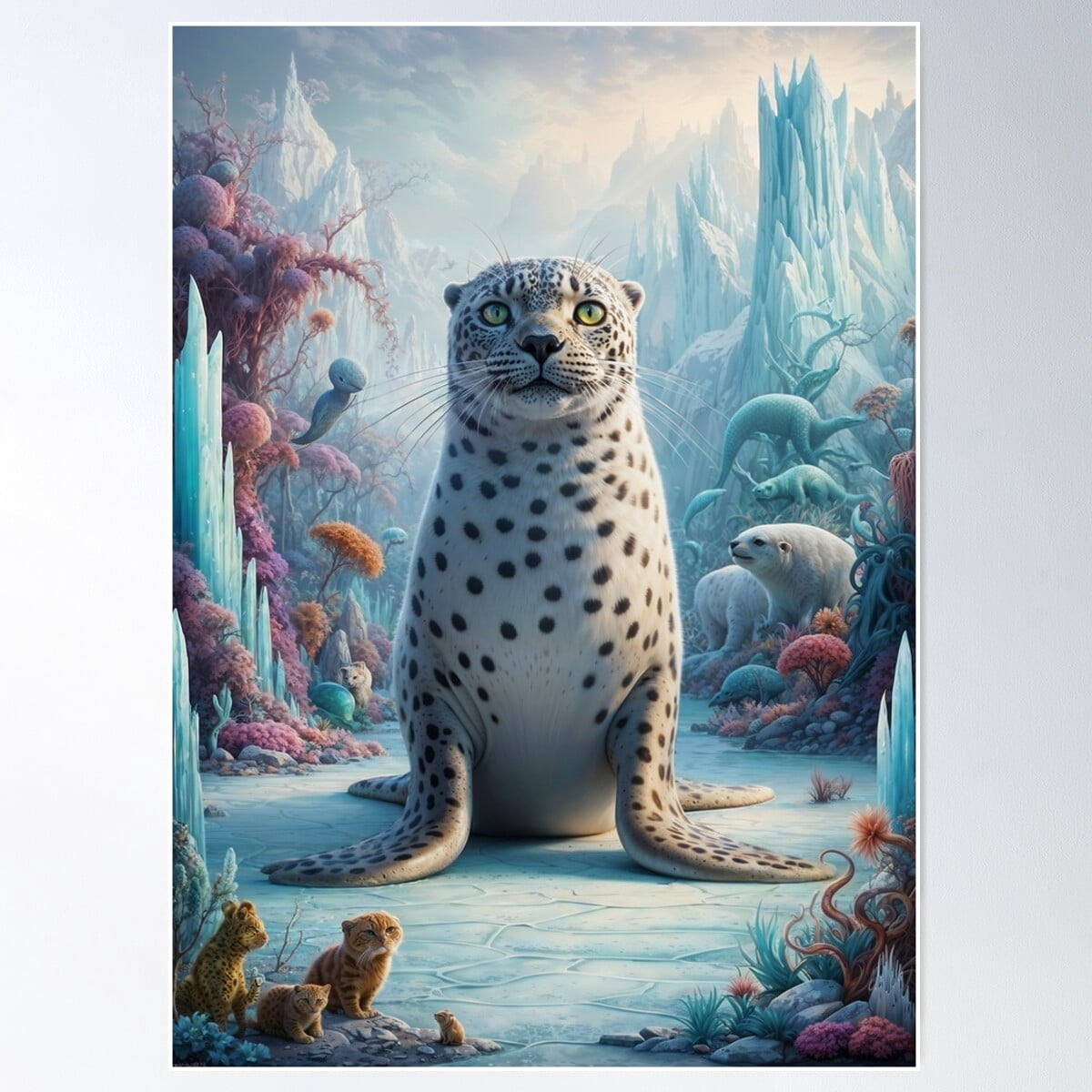 DOPAPRINT Surreal Enchanted Leo.pard Seal Safari Poster Wall Art ...
