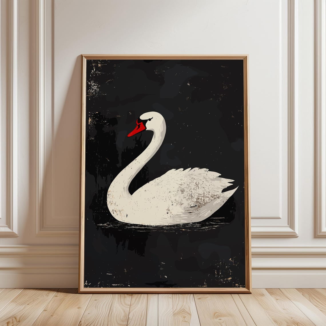 DOPAPRINT Swan Vintage Print, Neutral Wall Art, Large Decor, Retro Swan Poster, Abstract Boho ...