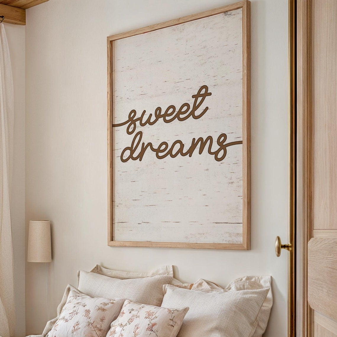 DOPAPRINT Sweet Dreams Rustic Wooden Script Wall Art - Farmhouse Style ...