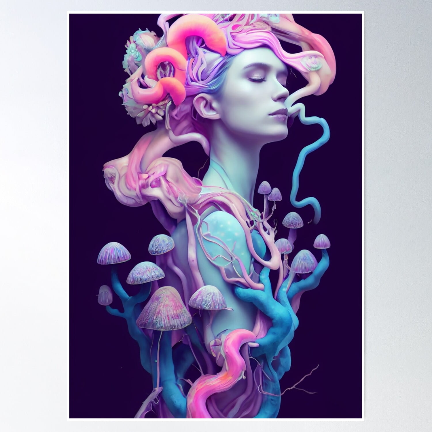 DOPAPRINT Syncopate - Psychedelic Forest Creature Poster Wall Art ...