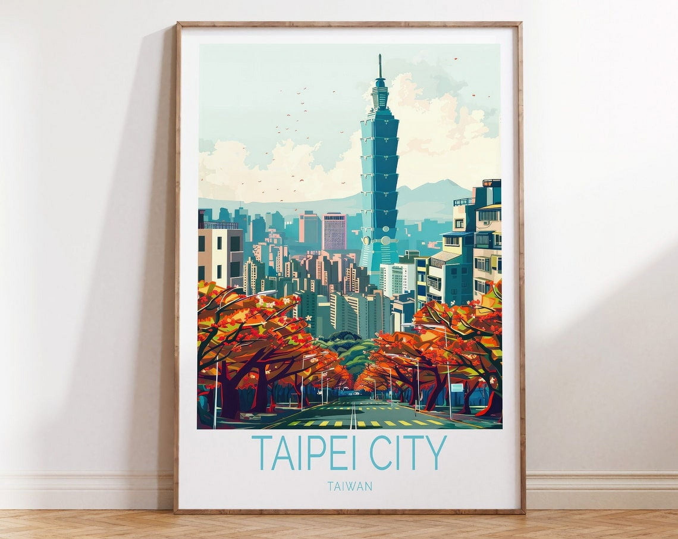 DOPAPRINT Taipei City Travel Print, Taiwan Wall Art, Metropol City ...