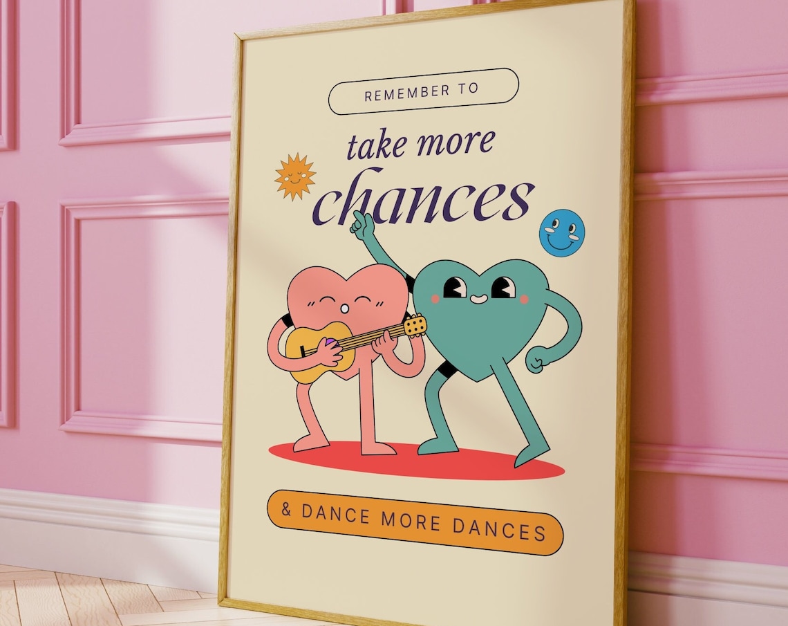 DOPAPRINT Take More Chances Retro Poster Trendy 70S Print With Retro ...