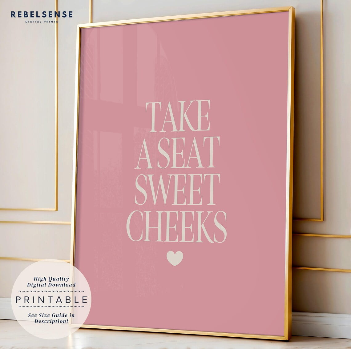 DOPAPRINT Take A Seat Sweet Cheeks Print, Pink Bathroom Apartment Decor ...