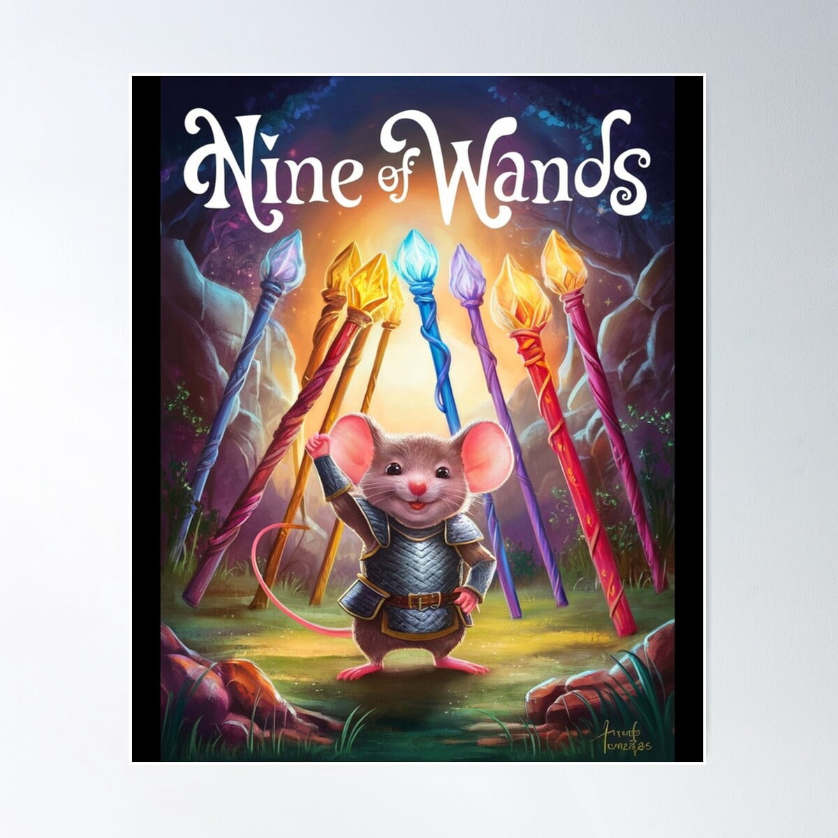 DOPAPRINT Tarot Card - Nine Of Wands. Mouse Theme, Mouse Lover, Cute ...