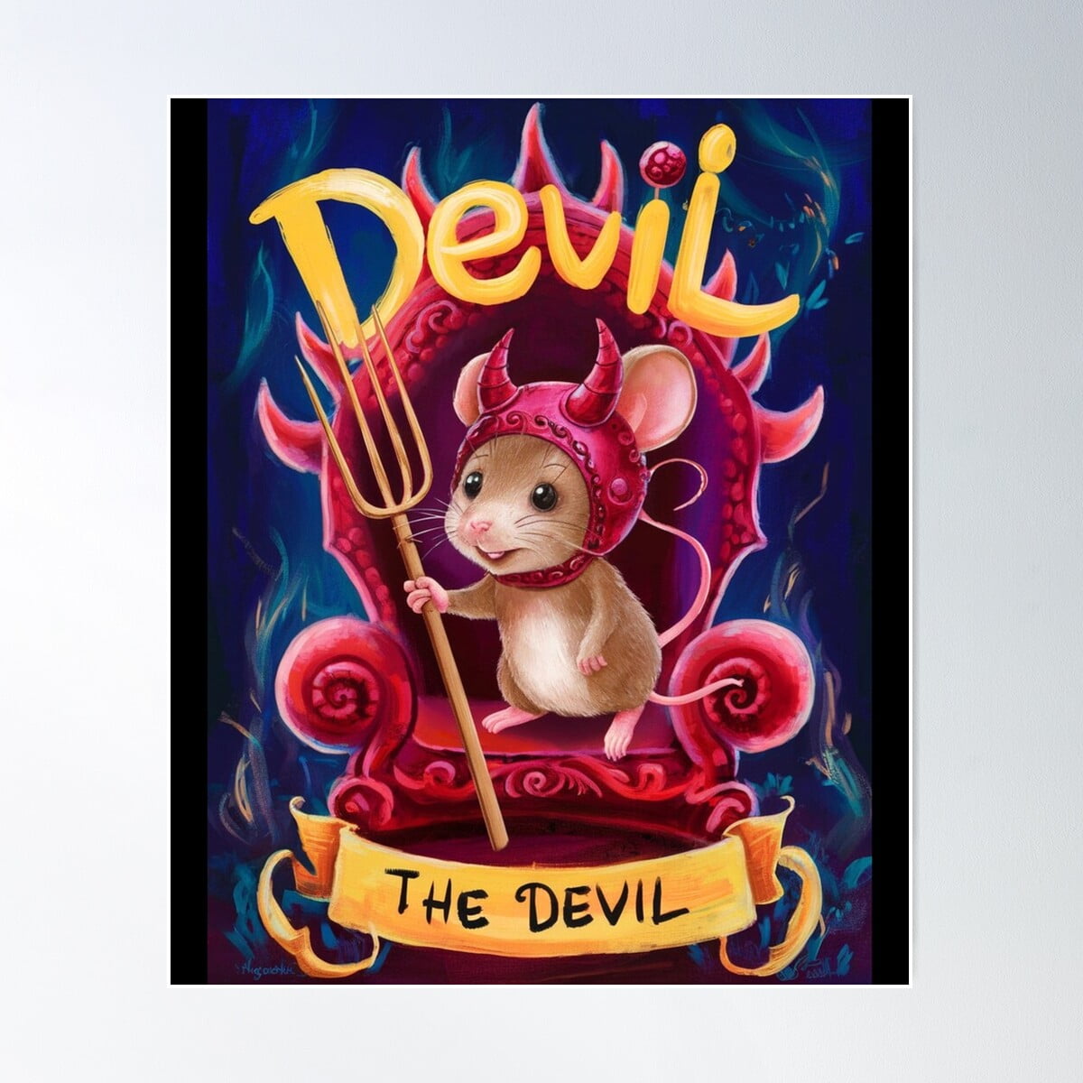 DOPAPRINT Tarot Card - The Devil. Mouse Theme, Mouse Lover, Cute Mouse Poster Wall Art, Bedroom ...