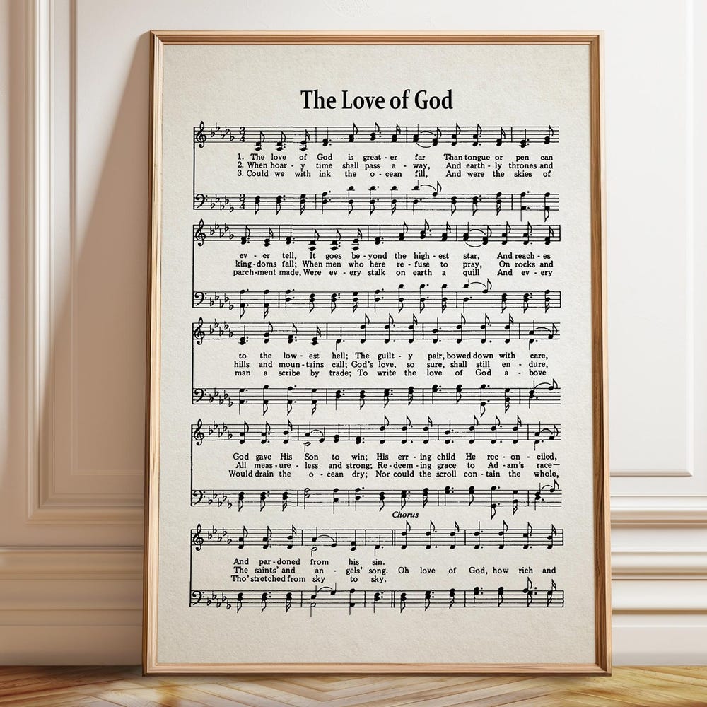 DOPAPRINT The Love Of God Hymn Sheet Music Christian Hymn Music Poster ...