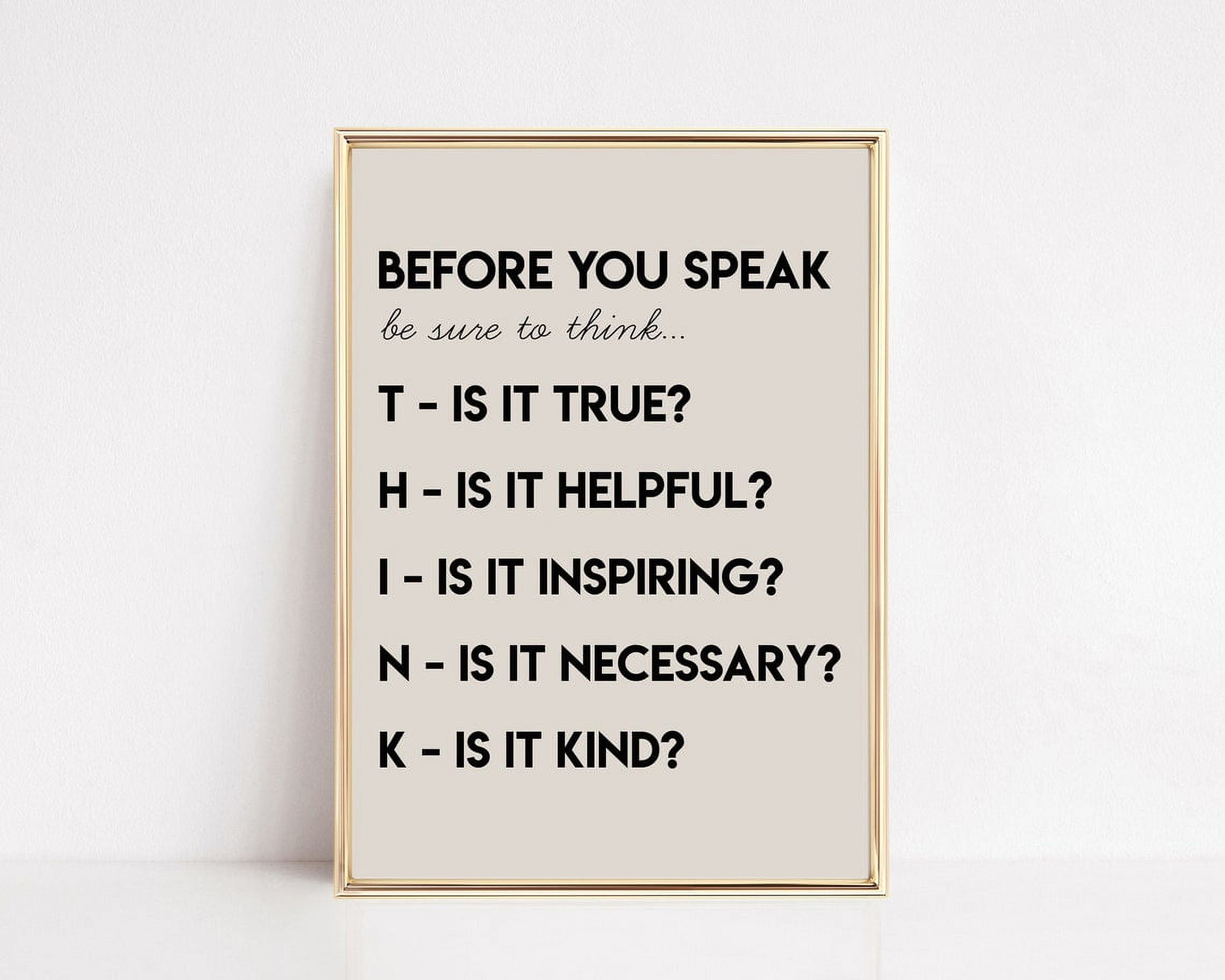 DOPAPRINT Think Before You Speak Poster Boho Classroom Decor Homeschool ...