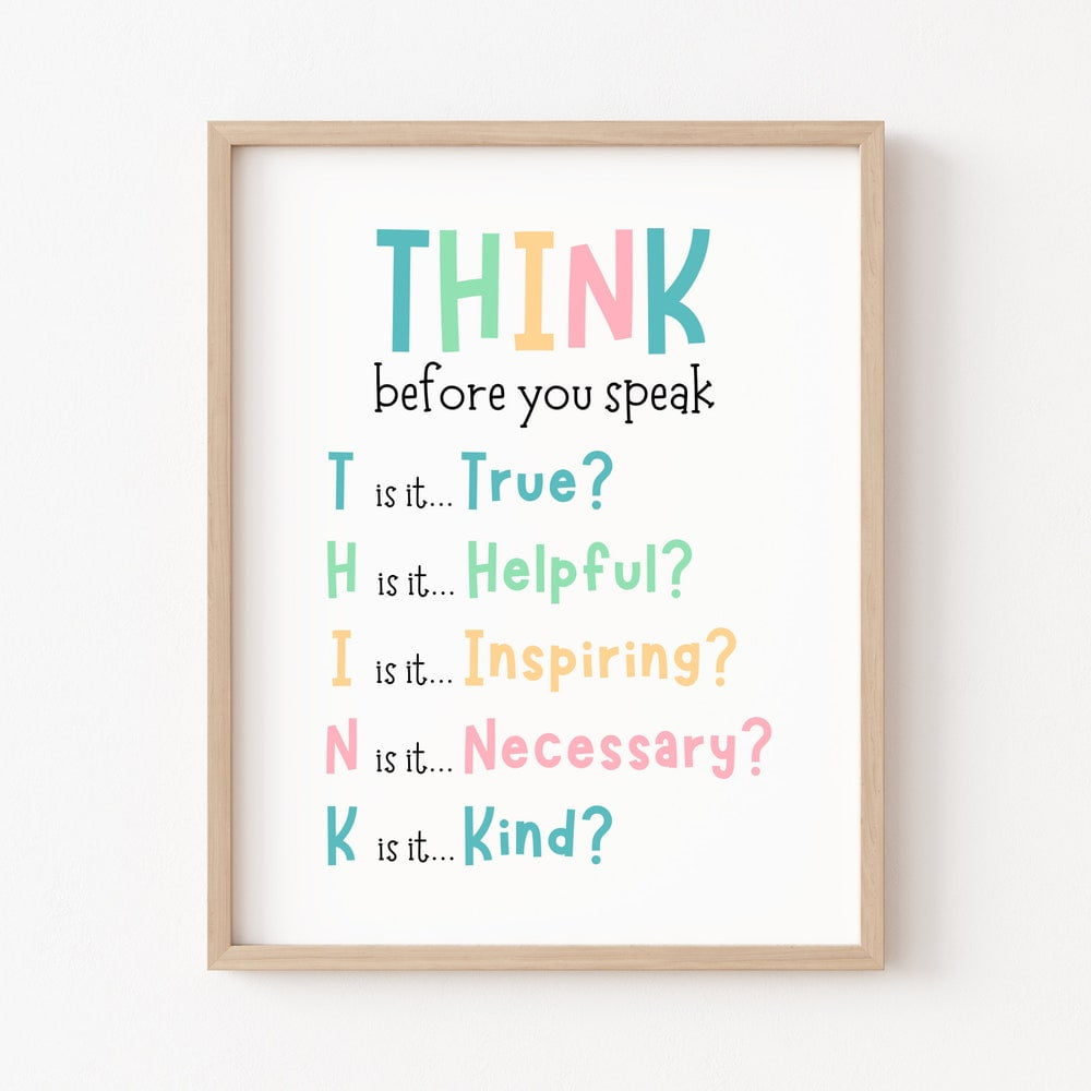 DOPAPRINT Think Before You Speak Sign, Counselor Office Decor, Boho ...