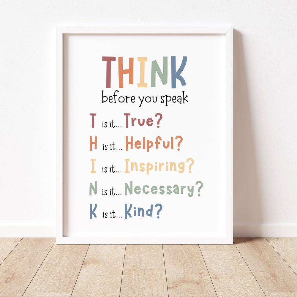 DOPAPRINT Think Before You Speak Sign, Counselor Office Decor, Boho ...