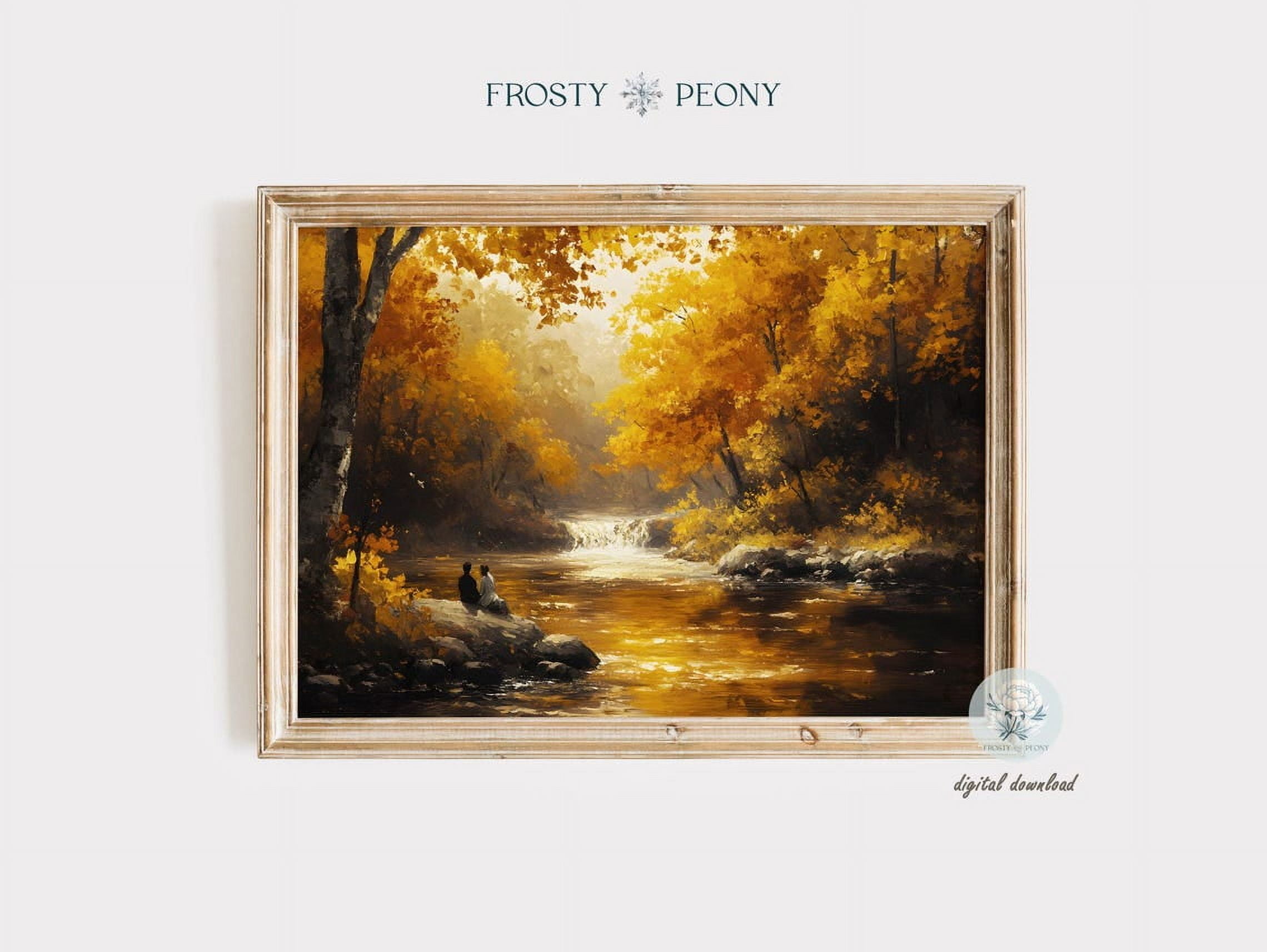 DOPAPRINT Timeless Riverside Autumn Romance Art Print, Golden Autumn ...