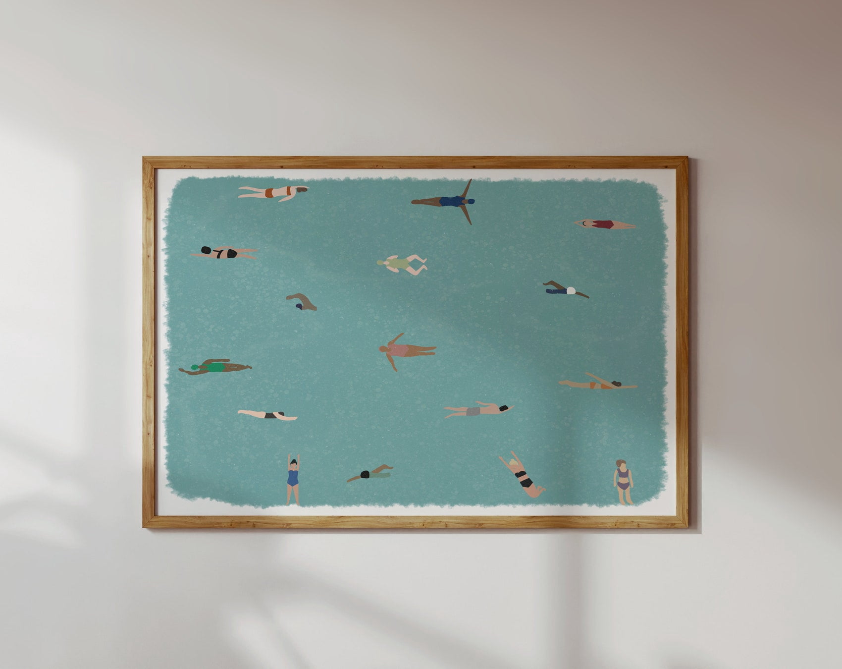DOPAPRINT Tiny People Swimming in Pool Art | Swimming Pool Print ...